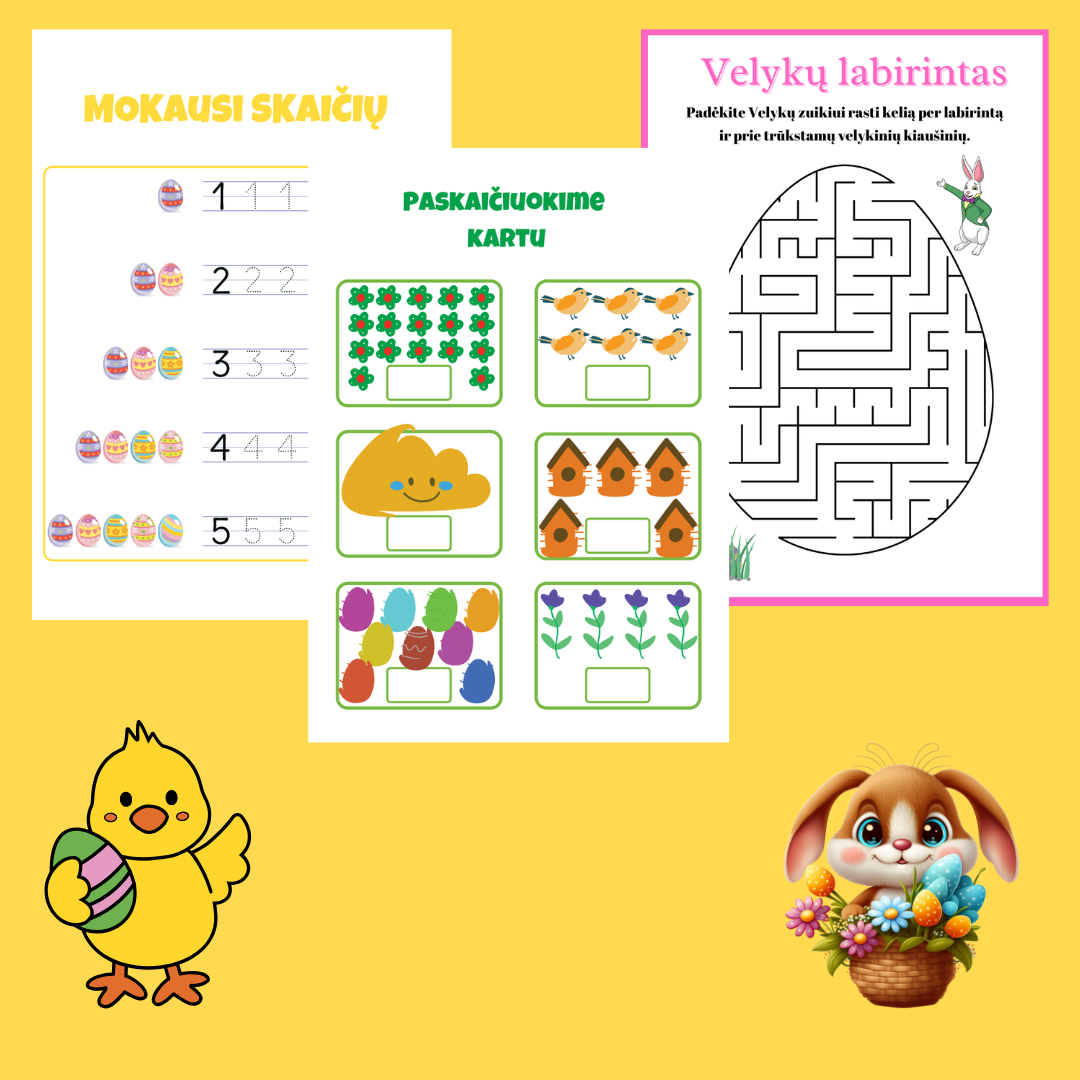 Užduotys vaikams PDF atsispausdinti - Vaikolavinimas